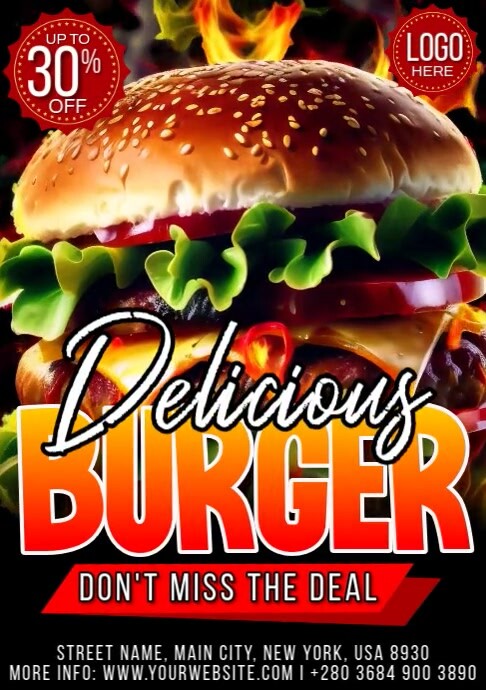 Delicious Burger Template | PosterMyWall
