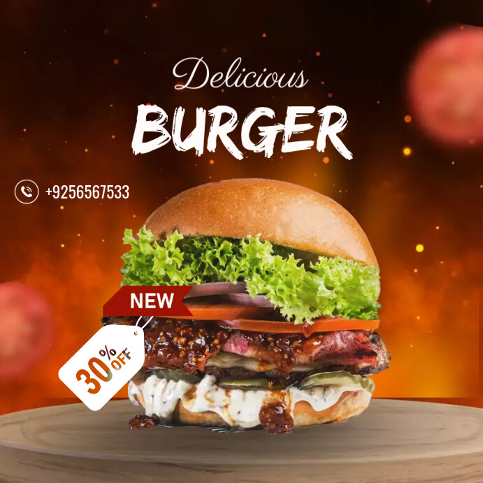 Delicious Burger discount sale (1) Template | PosterMyWall