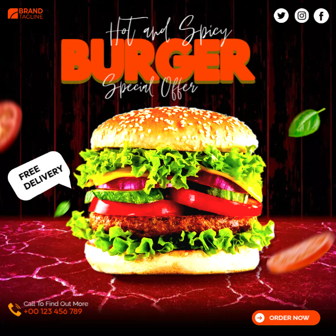 Delicious Burger Foods Template | PosterMyWall