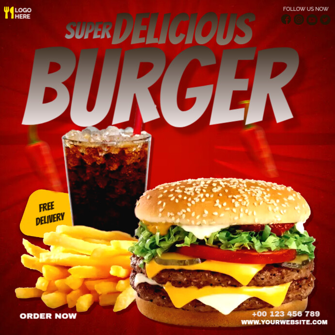 Delicious Burger Foods Template | PosterMyWall