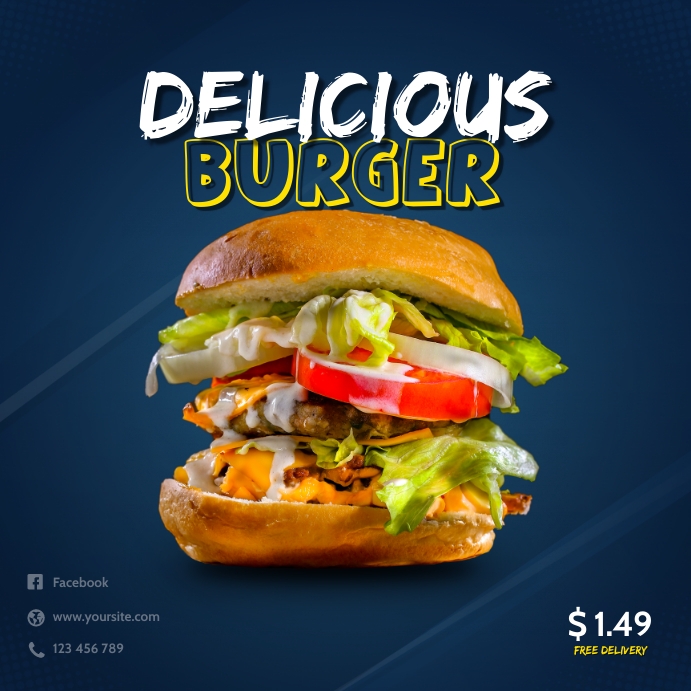 Delicious Burger Instagram Template | PosterMyWall