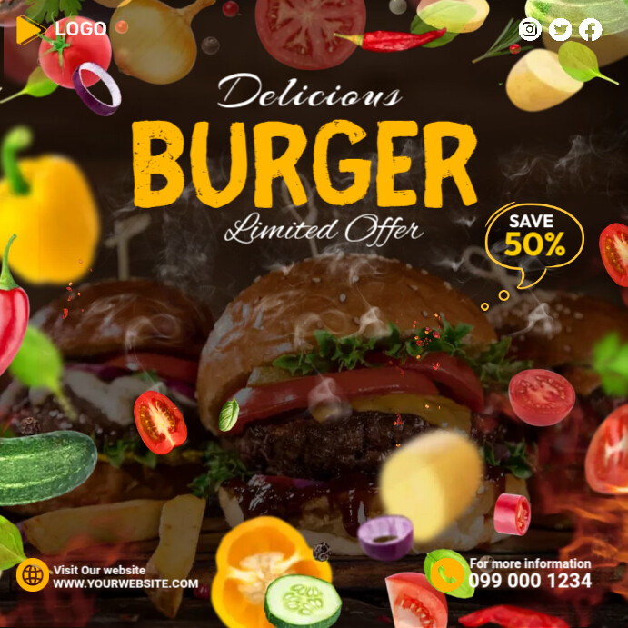 Delicious Burger Menu Ads Template | PosterMyWall