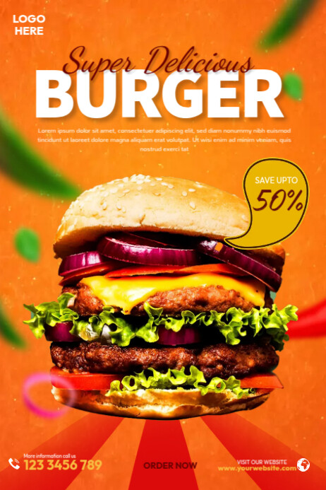 Delicious Burger Menu Template | PosterMyWall