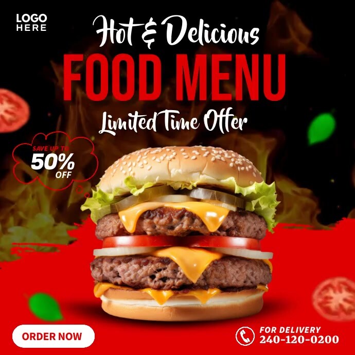 Delicious Burger Menu Template | PosterMyWall