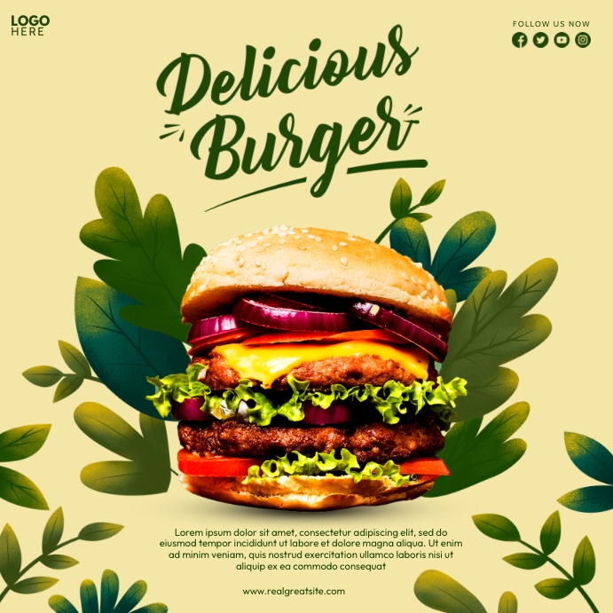 Delicious Burger Menu Template | PosterMyWall