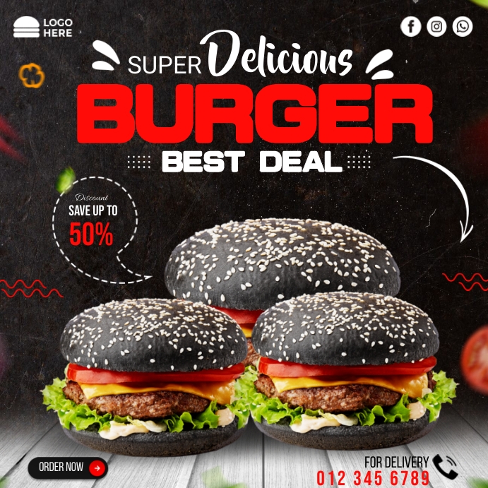 Delicious Burger Menu Template | PosterMyWall