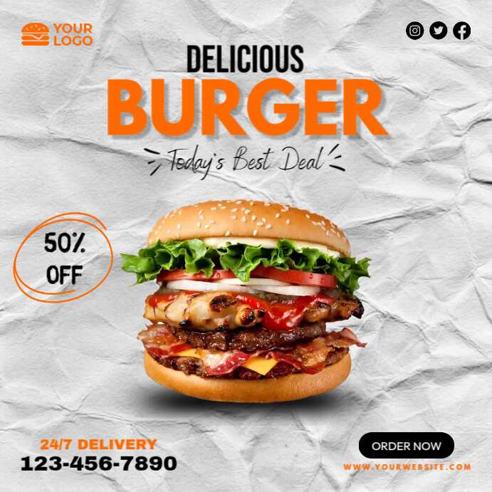 Delicious Burger Menu Template | PosterMyWall