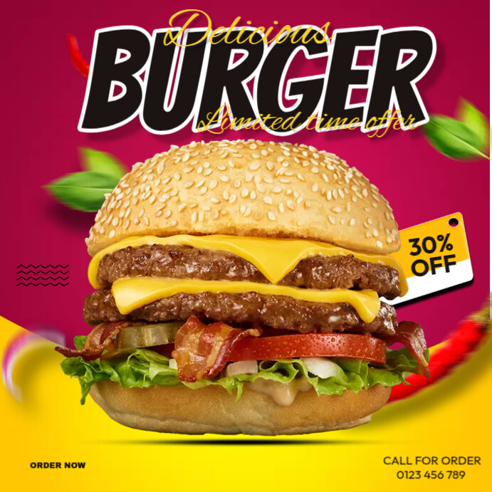 Delicious Burger Menu Template | PosterMyWall