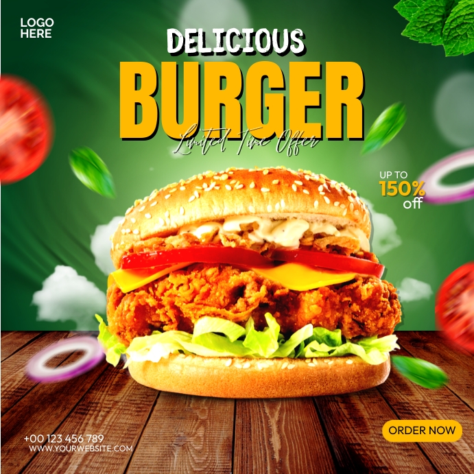 Delicious Burger Menu Template | PosterMyWall