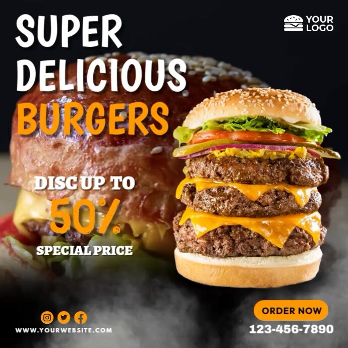 Burger Video Advertisement Template | PosterMyWall