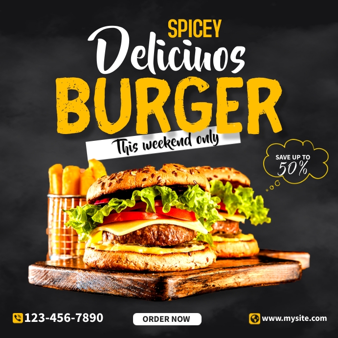 Delicious Burger Menu Template | PosterMyWall