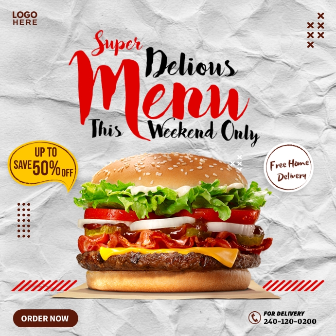 Copy of Delicious Burger Menu | PosterMyWall