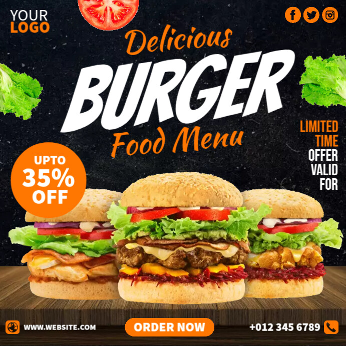 Delicious Burger Menu Template | PosterMyWall