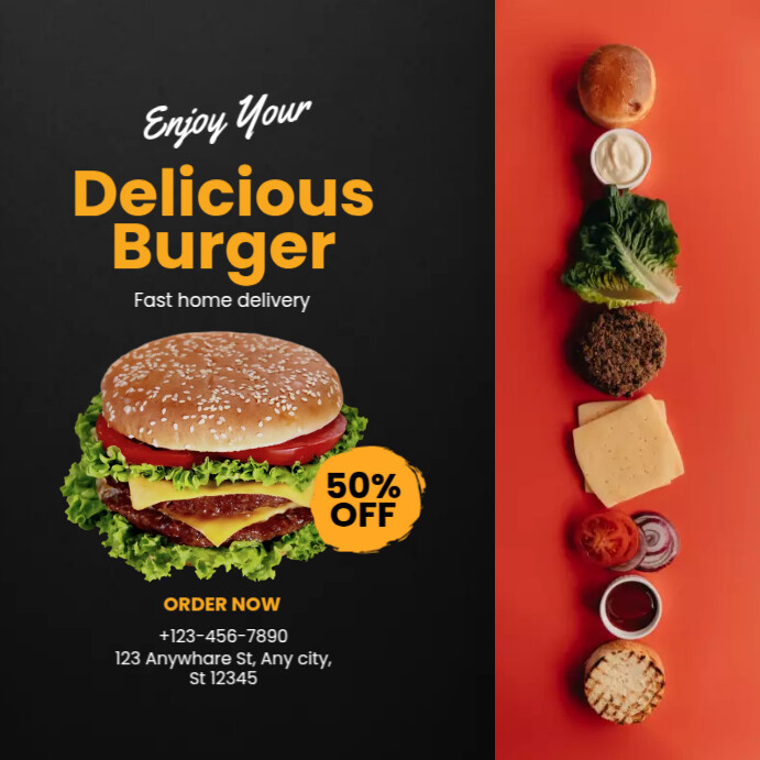 delicious burger template | PosterMyWall