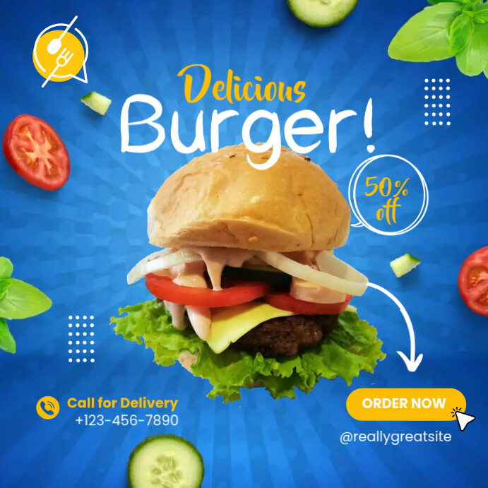 Plantilla de delicious burger template | PosterMyWall