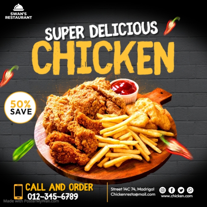 Delicious Chicken Menu Template | PosterMyWall