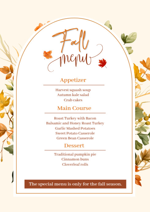 Delicious Fall Menu – Seasonal Specials You’ll Love Template | PosterMyWall