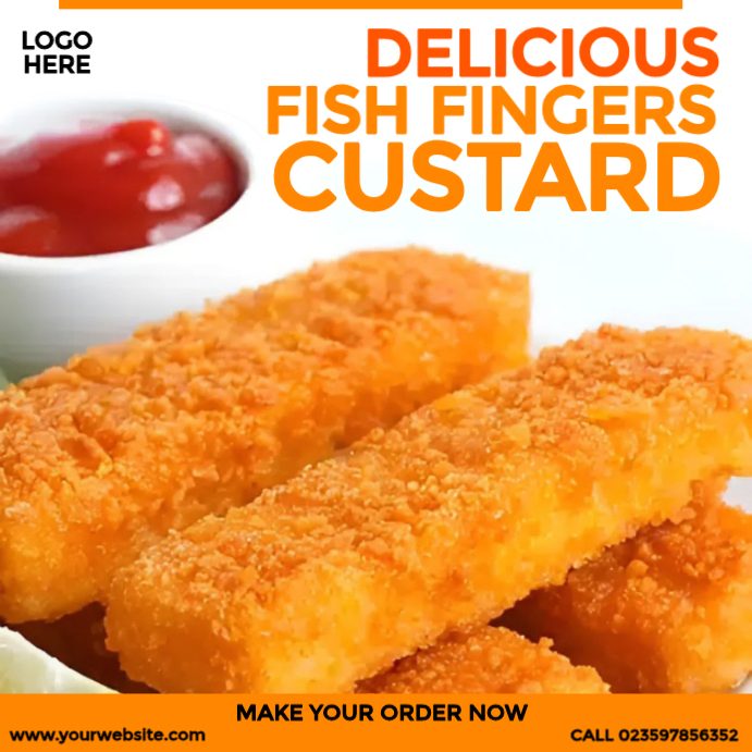 Plantilla de delicious fish fingers and custard day | PosterMyWall