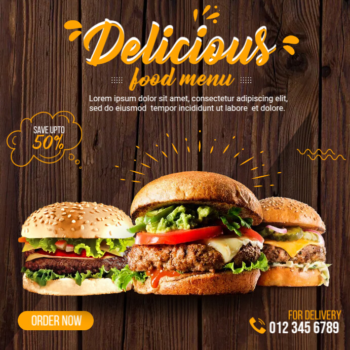 Delicious Food Menu ADS Template | PosterMyWall