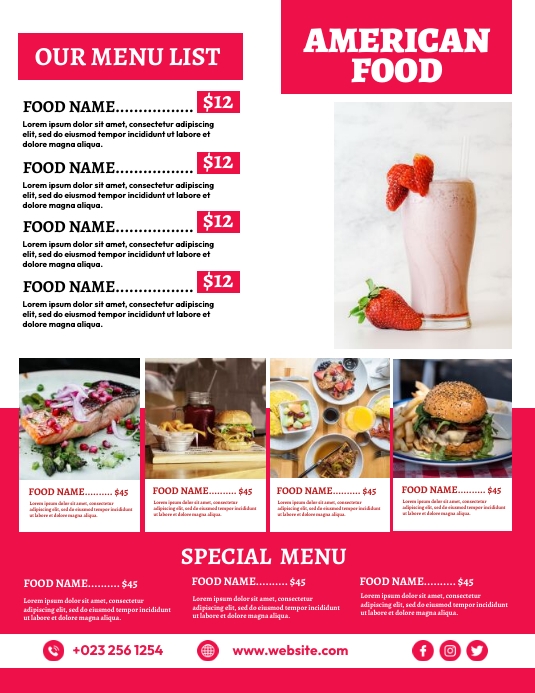 Delicious Food Menu Ads Template | PosterMyWall