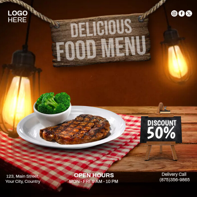 Delicious Food Menu Ads เทมเพลต | PosterMyWall