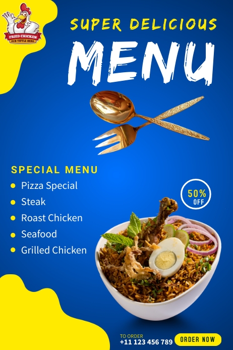 Delicious Food Menu Banner Design Template (1 | PosterMyWall