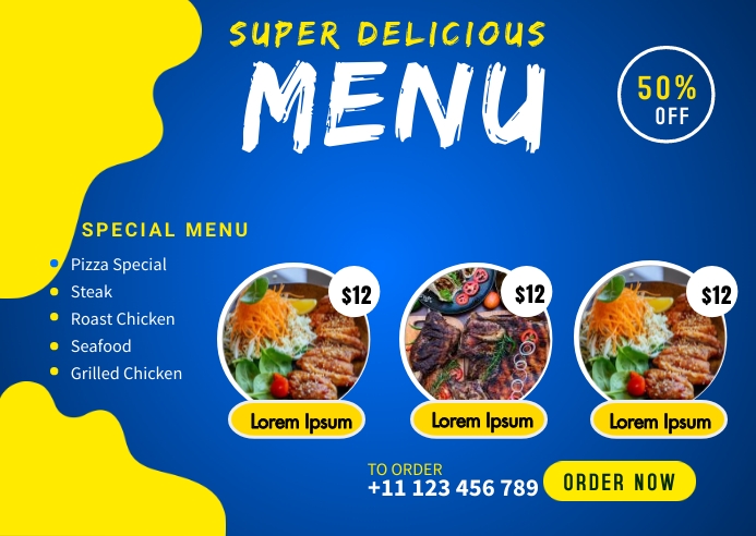 Delicious Food Menu Banner Design Template | PosterMyWall
