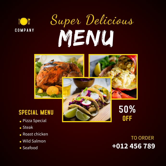 Delicious Food Menu Banner Template | PosterMyWall
