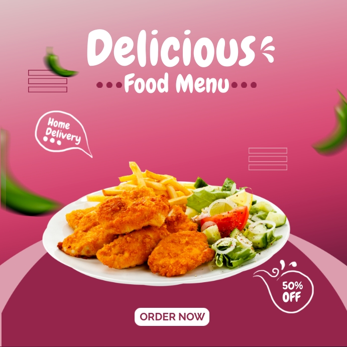 Delicious Food Menu Delivery Template | PosterMyWall