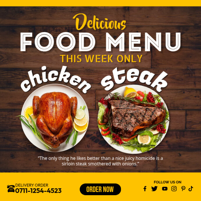 Delicious Food Menu Template | PosterMyWall