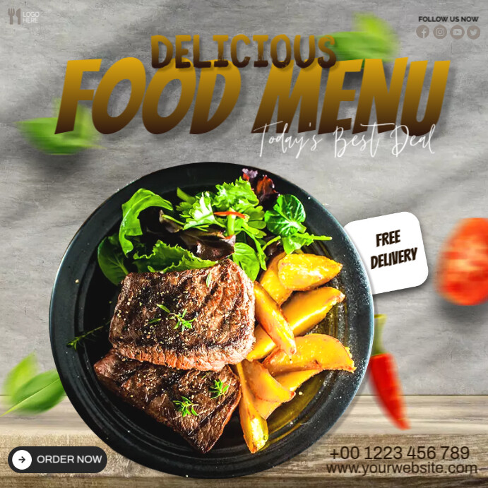 Delicious Food Menu Template | PosterMyWall