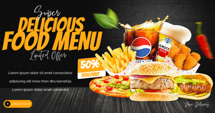 Delicious Food Menu Template | PosterMyWall