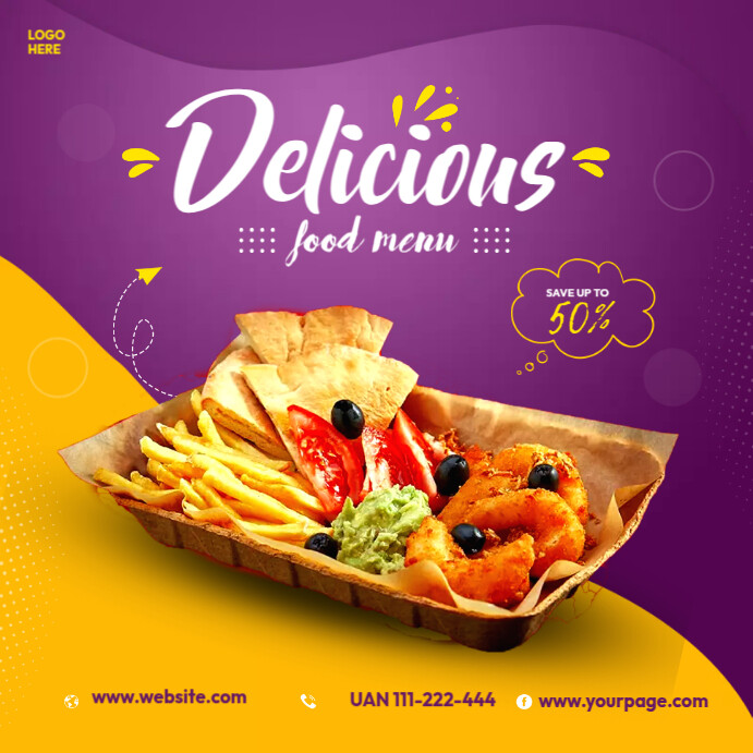 Delicious Food Menu Template | PosterMyWall