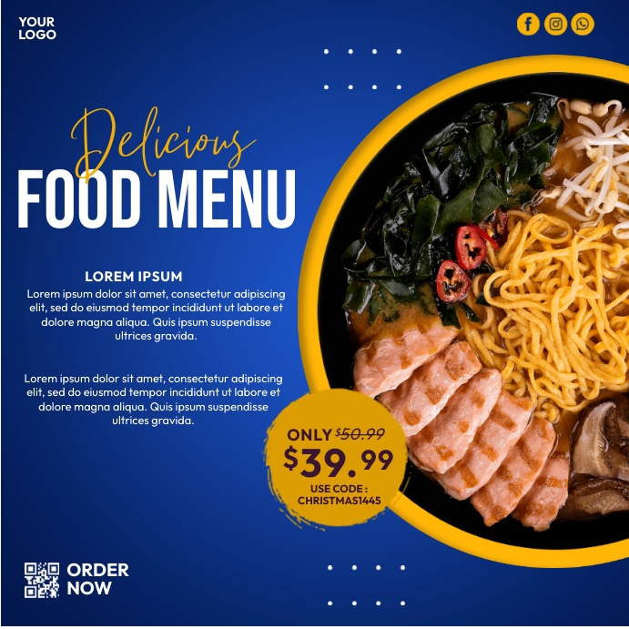 Delicious Food Menu Template | PosterMyWall