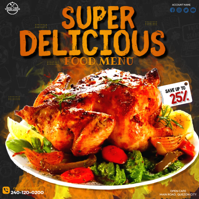 Delicious Food Menu Template | PosterMyWall