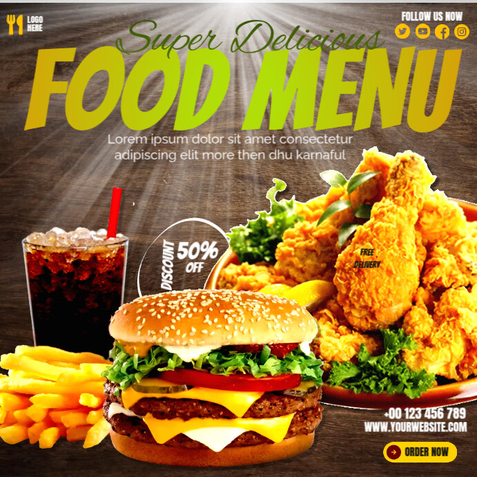 Delicious Food Menu Template | PosterMyWall