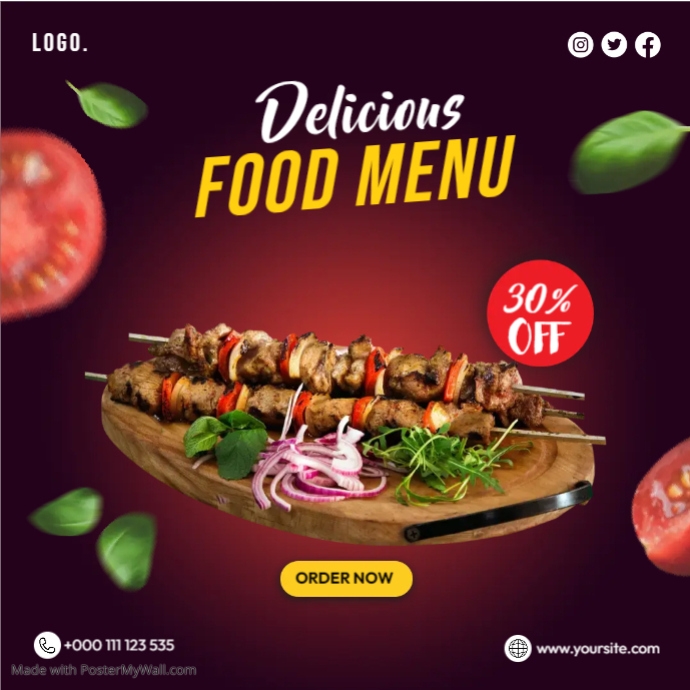 Delicious Food Menu Template | PosterMyWall