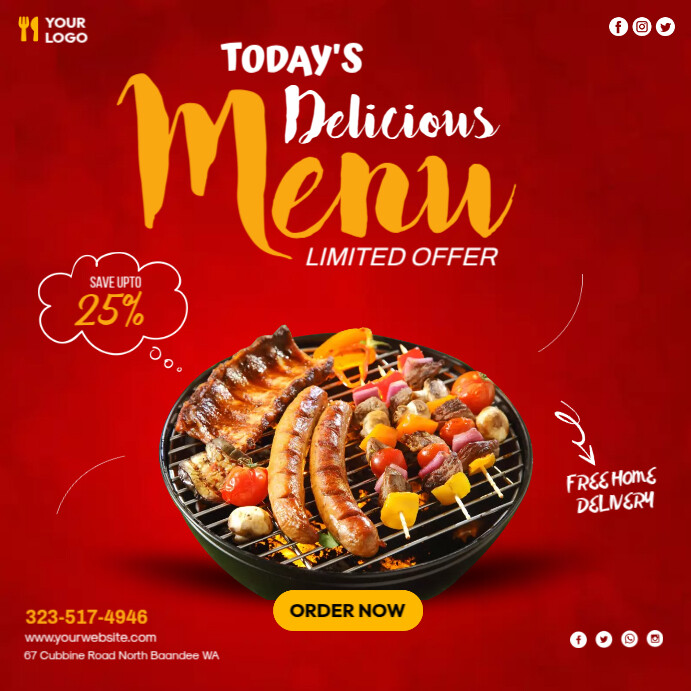 Delicious Food Menu Template | PosterMyWall