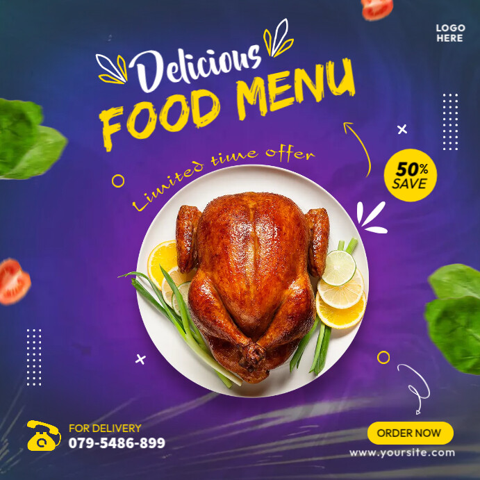 Delicious Food Menu Template | PosterMyWall