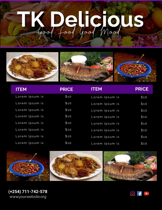Delicious Food Menu Template | PosterMyWall