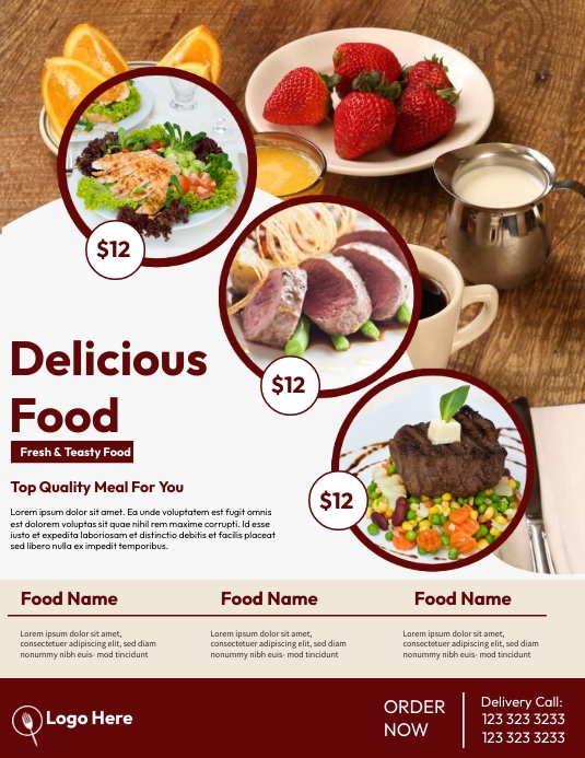 Delicious Food Menu Template | PosterMyWall