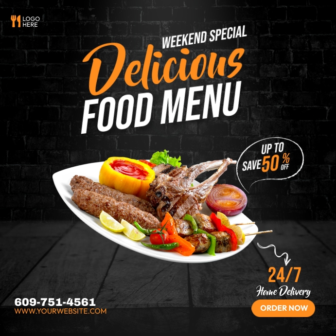 Delicious Food Menu Template | PosterMyWall