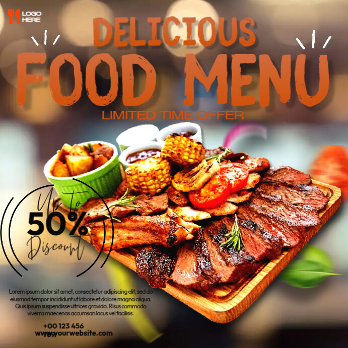 Delicious Food Menu Template | PosterMyWall