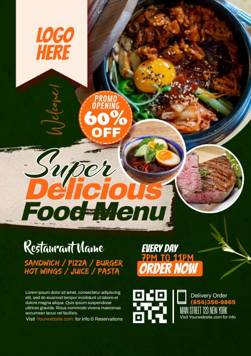 Delicious Food Menu Template | PosterMyWall