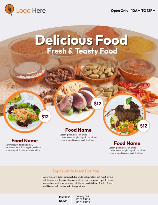 Delicious Food Menu Template | PosterMyWall