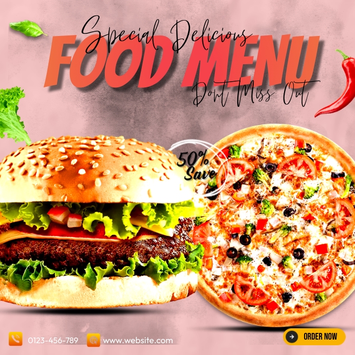 Delicious Food Menu Template | PosterMyWall