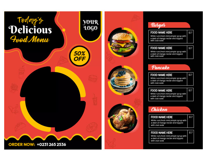 Delicious Food Menu Flyers Template | PosterMyWall
