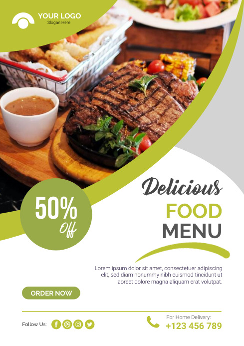 Delicious Food Menu Restaurant Poster Template | PosterMyWall
