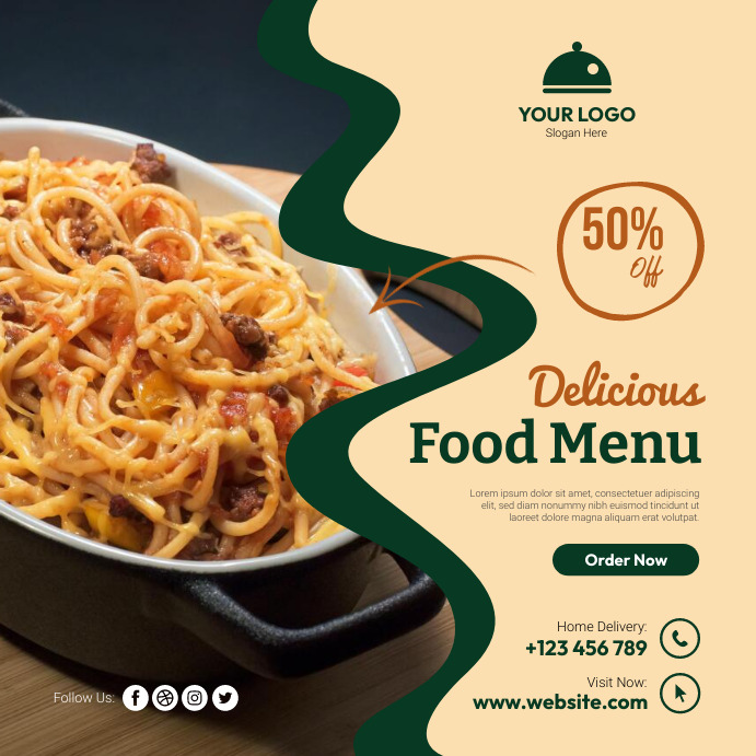 Delicious Food Menu Social Media Post Template | PosterMyWall