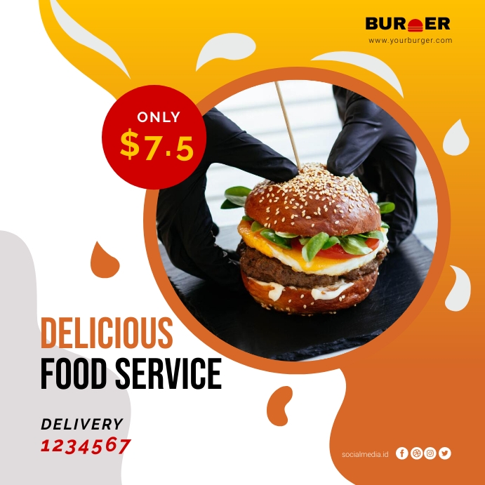 Copy of Delicious Food Service Social Media Template | PosterMyWall